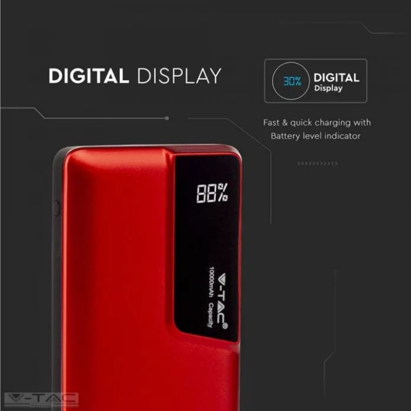 V-tac power bank digitális kijelzővel (10000 MAH) - dropcat